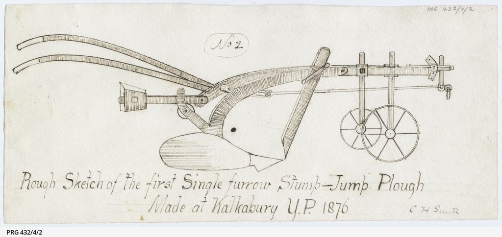 Working drawing of the first single furrow Stump Jump Plough • Plan ...