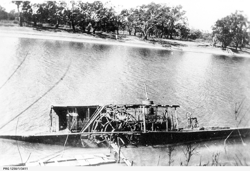 Possibly the remains of P.S. Sunflower burnt out at Moorook ...