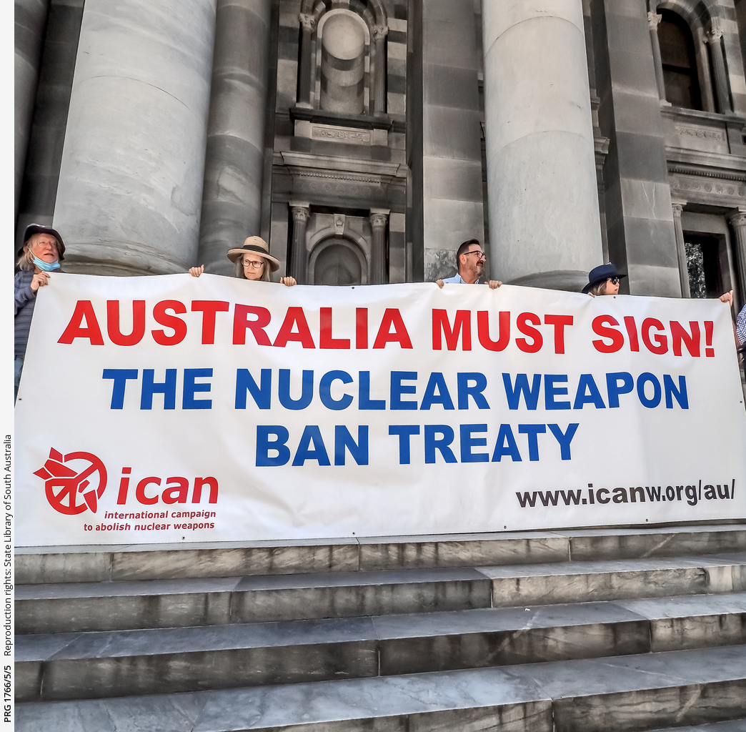 Australia Must Sign! The Nuclear Weapon Ban Treaty banner at the ...