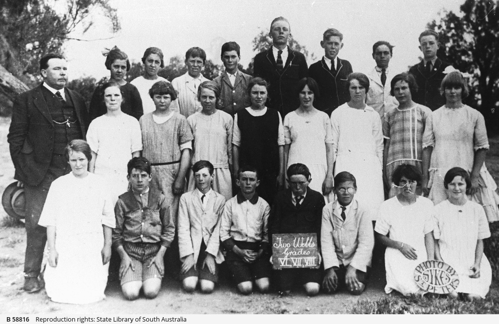 Pupils of the Two Wells Primary School with their headmaster ...