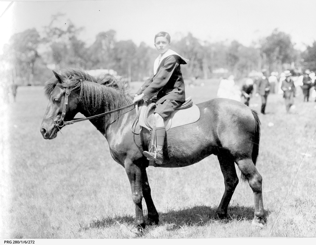 A boy riding a pony at Jubilee Oval • Photograph • State Library of ...