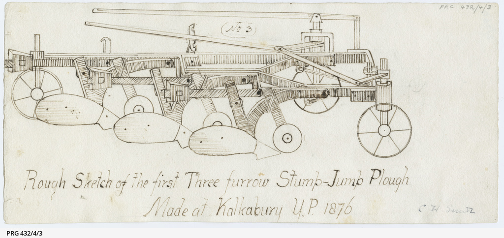 Working drawing of the first three furrow Stump Jump Plough • Plan ...