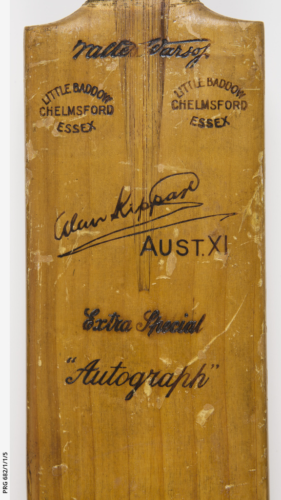 [Bat used by Don Bradman in scoring his first Test century] • Realia ...